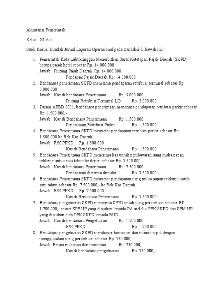 Soal Akuntansi Pemerintah XI ACC | PDF