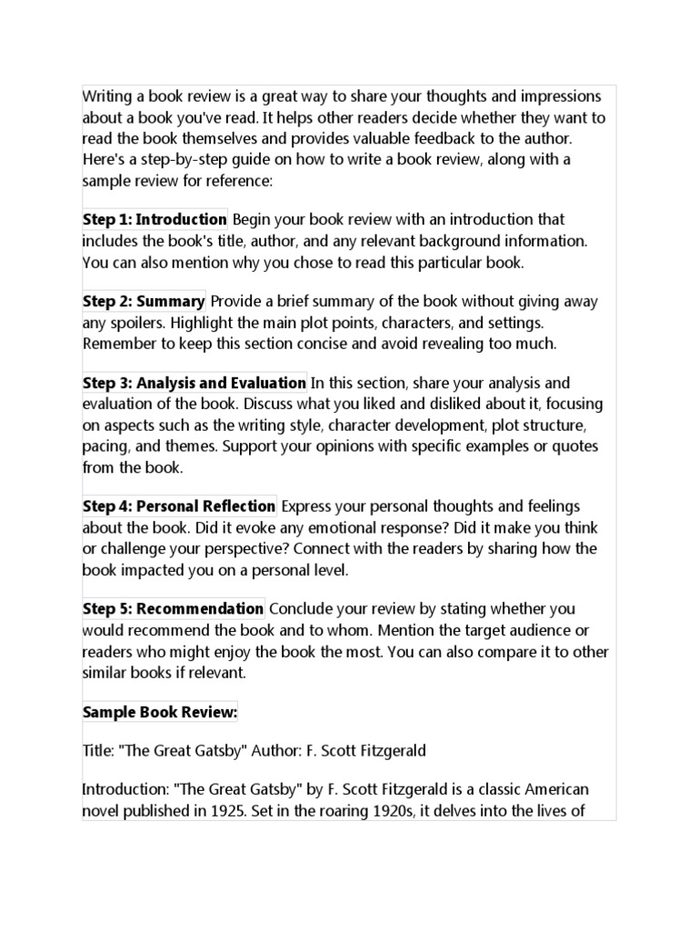 Book Review With Sample | PDF | The Great Gatsby