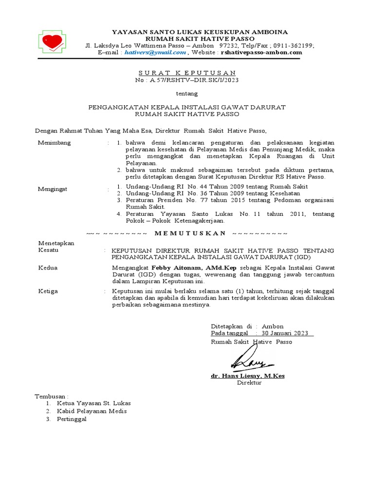 SK Kep Ruangan 2023 | PDF
