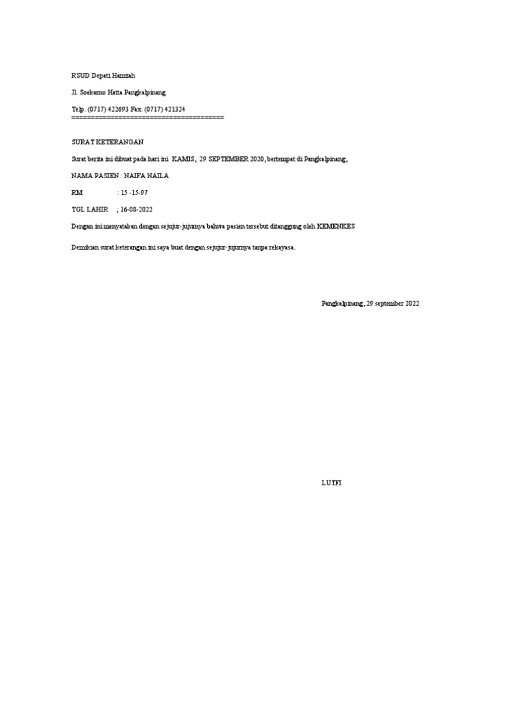 Contoh Berita Acara Pasien Kabur | PDF