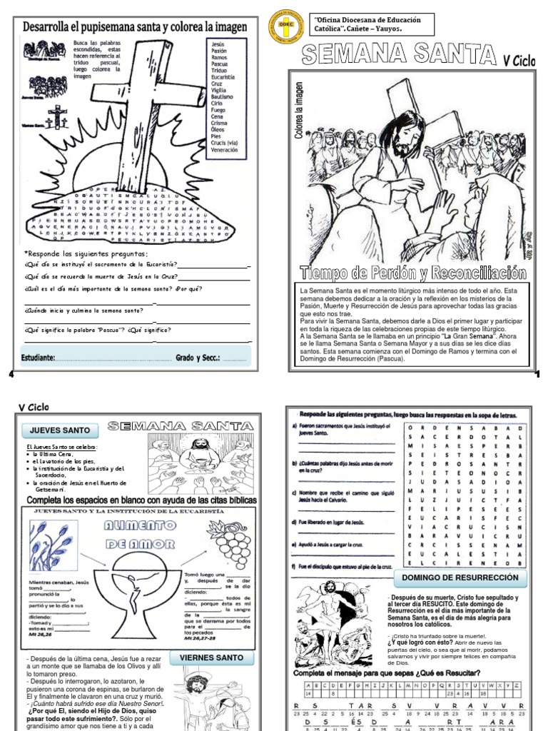 Semana Santa.c Ficha V Ciclo | PDF | Pascua de Resurrección | Jesús