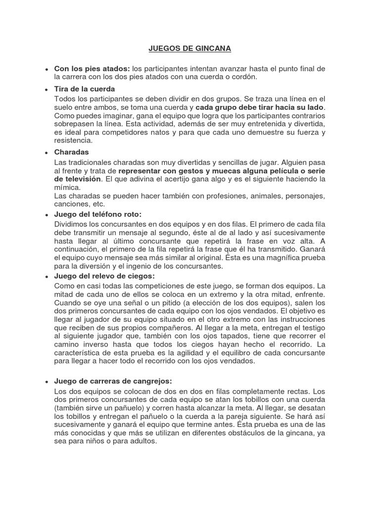 Juegos de Gincana para Adultos | PDF