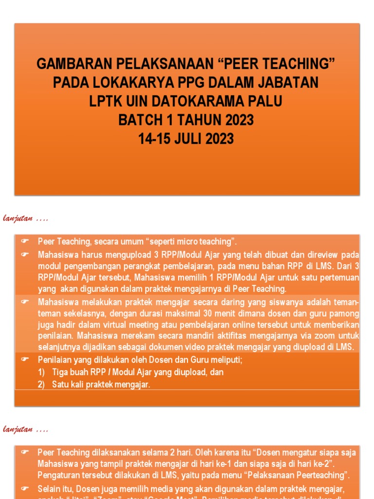 Deskripsi Peer Teaching | PDF