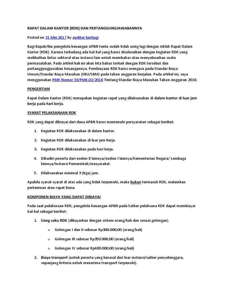 RDK dan Pertanggungjawabannya | PDF