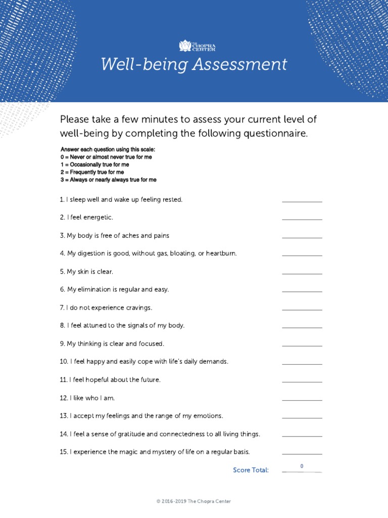 Well Being Assessment | PDF