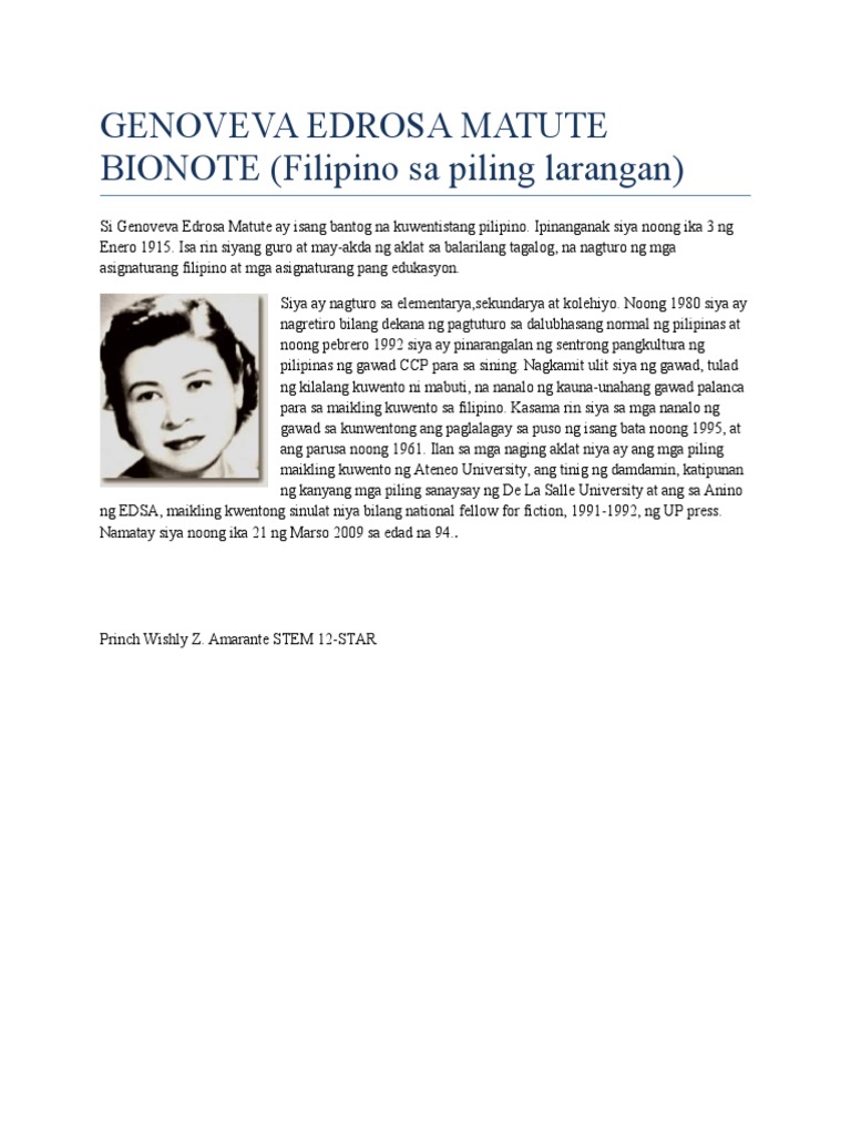 BIONOTE NI GENOveva | PDF