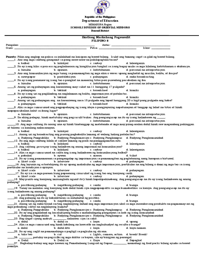 Third Filipino 8 | PDF