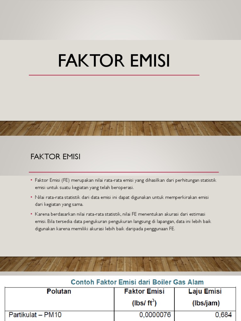 Kuliah 7 - Faktor Emisi, Inventarisasi Emisi, Dan Analisis Kualitas ...