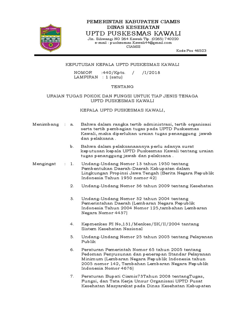 SK - Uraian Tugas | PDF