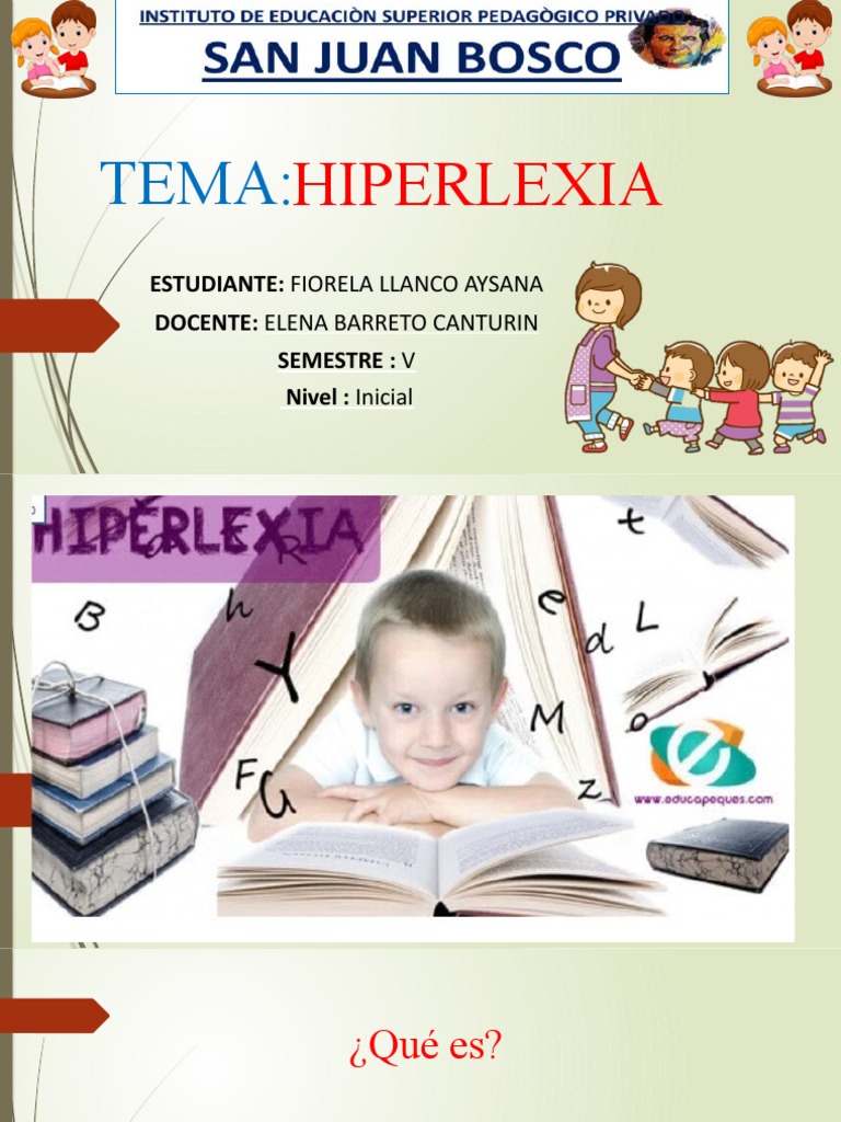 La Hiperlexia. Fiorela Llanco | PDF | Espectro autista | Aprendizaje