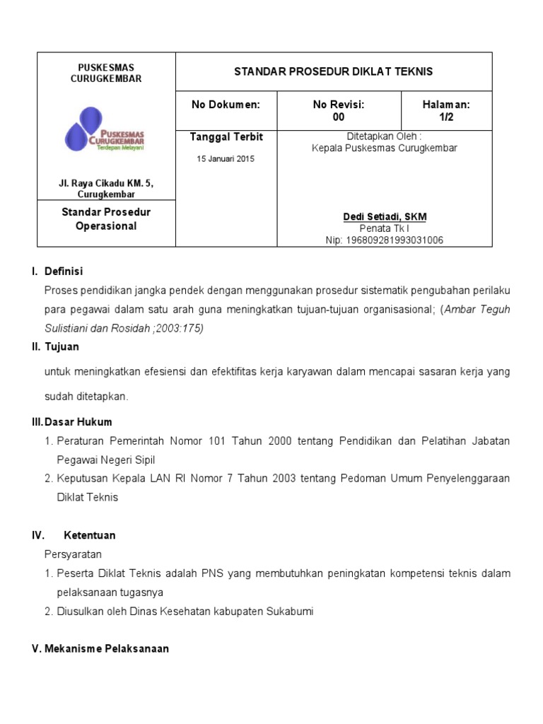 Sop Diklat Teknis | PDF