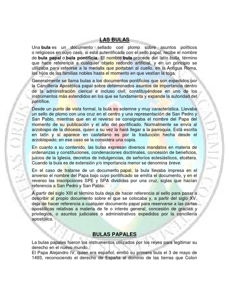 Las Bulas Papales | PDF | Iglesia Católica | Papa