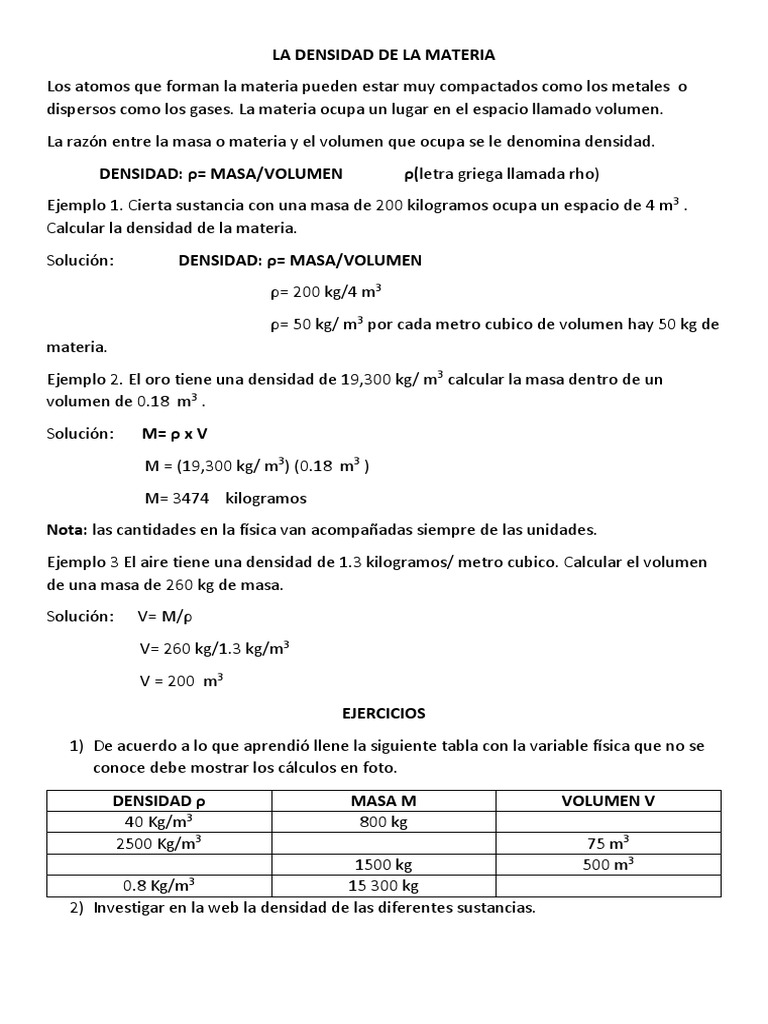 La Densidad de La Materia | PDF