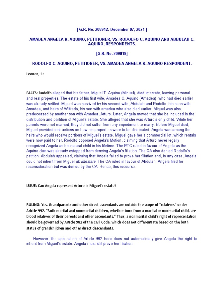 Aquino V Aquino | PDF