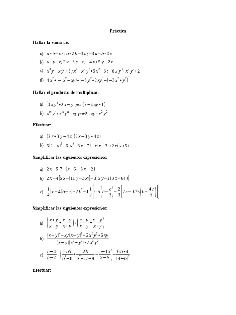 Práctica 1 Algebra | PDF