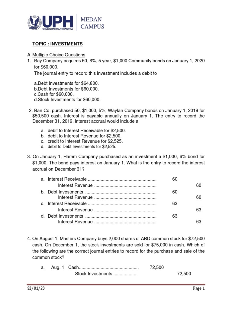 Investment Journal Entries Guide | PDF | Stocks | Debits And Credits