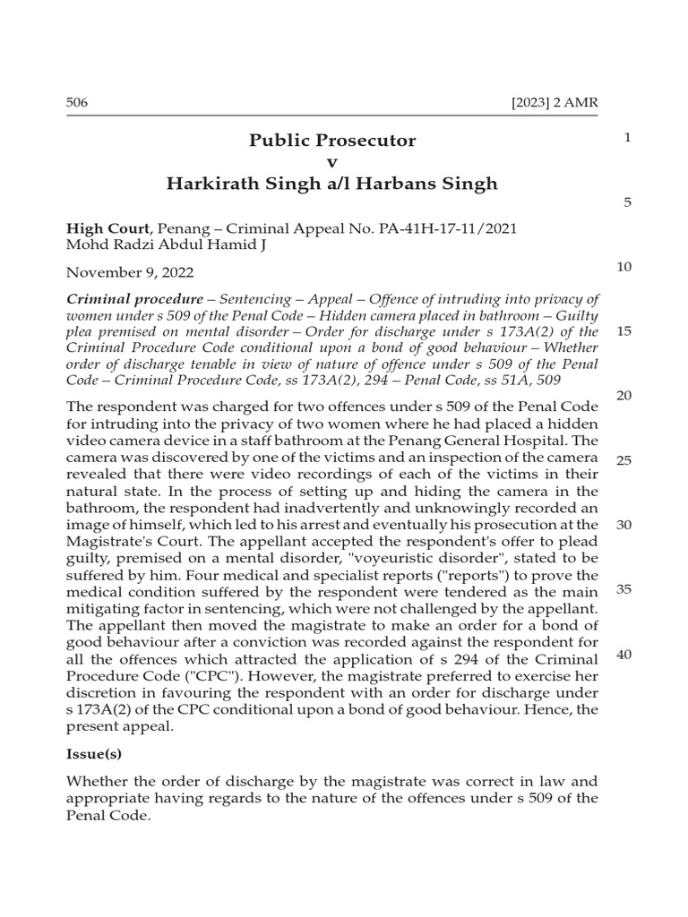 2023 - 2 - AMR - 506 Sec 509 PC | PDF | Criminal Procedure In South ...