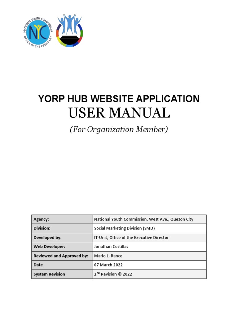 YORP Hub User Manual for Members | PDF | Websites | World Wide Web