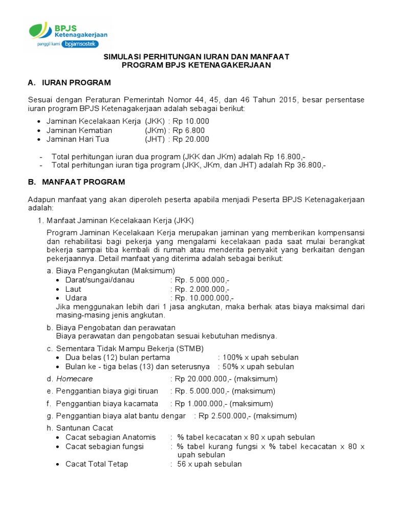Simulasi Dan Manfaat BPU Dasar Upah 1jt | PDF | Pengelolaan Keuangan & Uang