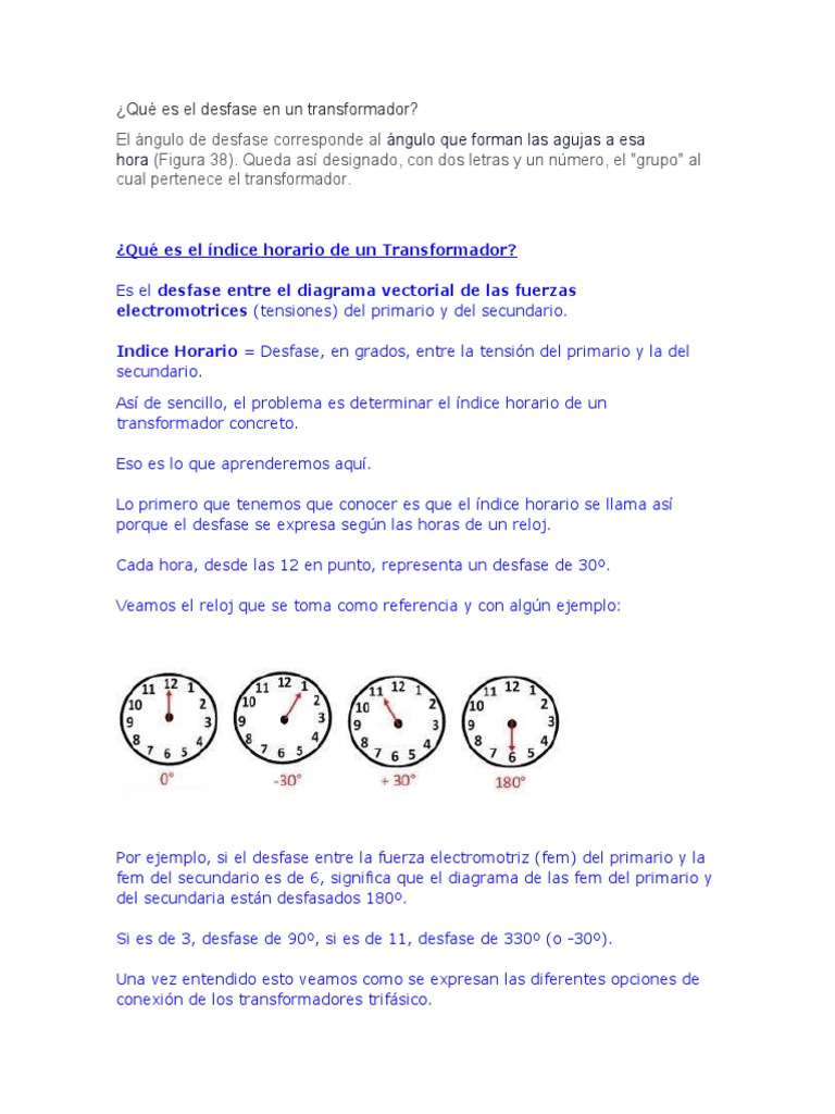Qué Es El Desfase en Un Transformador | PDF | Transformador | Ciencias ...