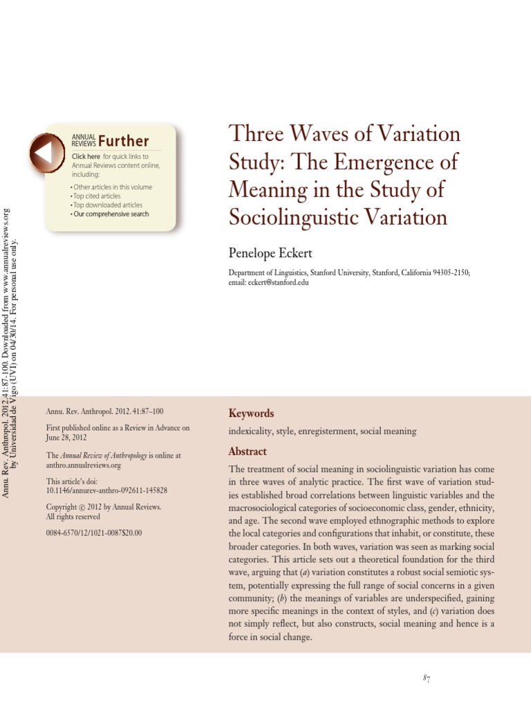 Three Waves of Variation Study The Emergence of Meaning in The Study of ...