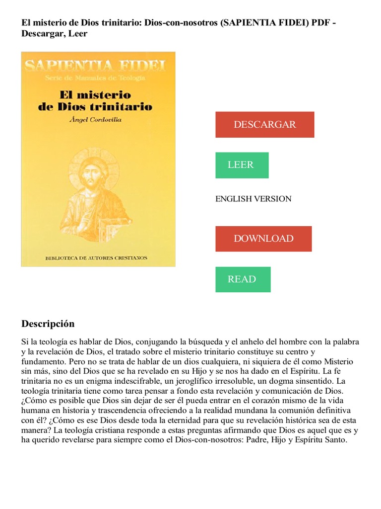 El misterio trinitario: Dios-con-nosotros | PDF | Trinidad | Tomás de ...
