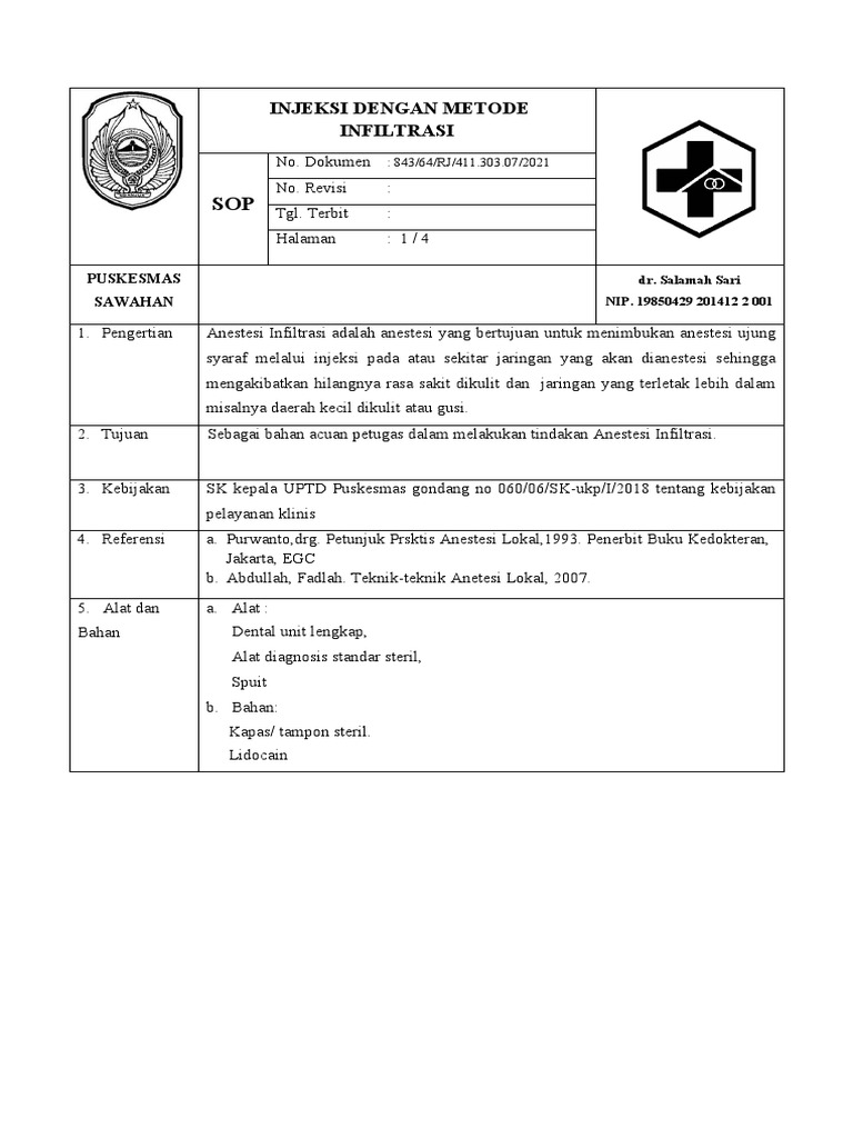 Injeksi Dengan Metode Infiltrasi | PDF