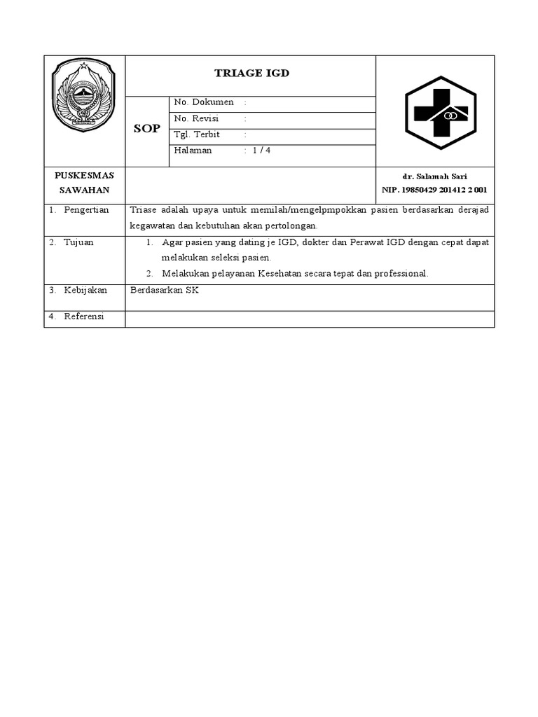 Sop - Triage Igd | PDF