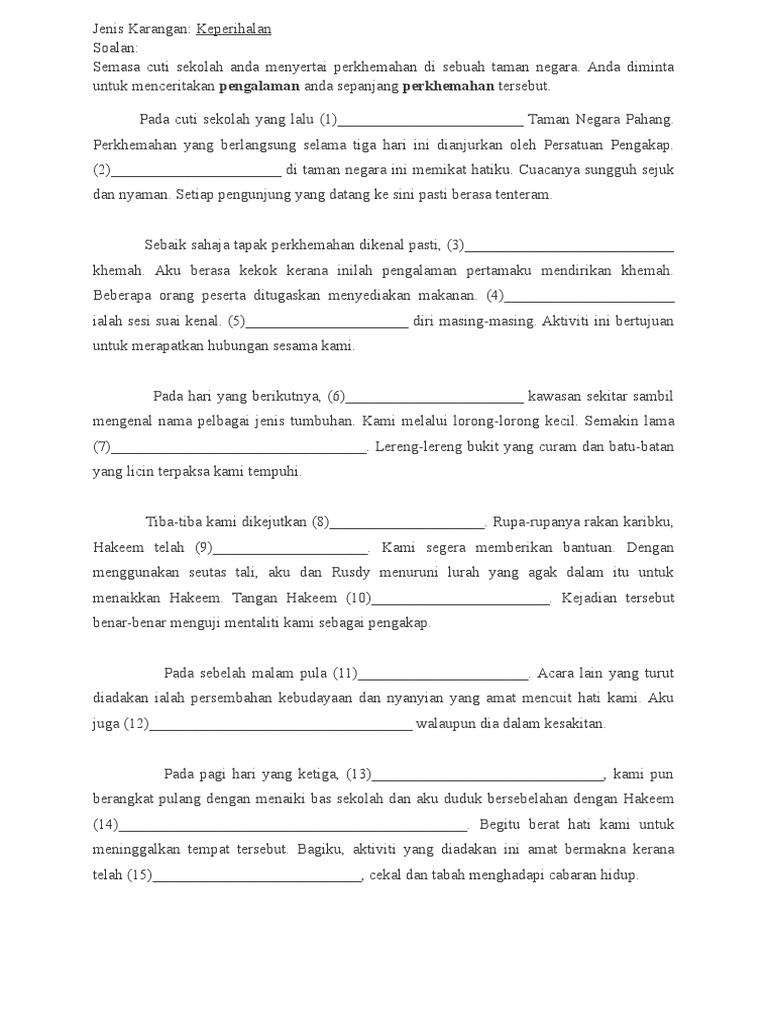 Karangan Perkhemahan | PDF | Kajian Bahasa Asing