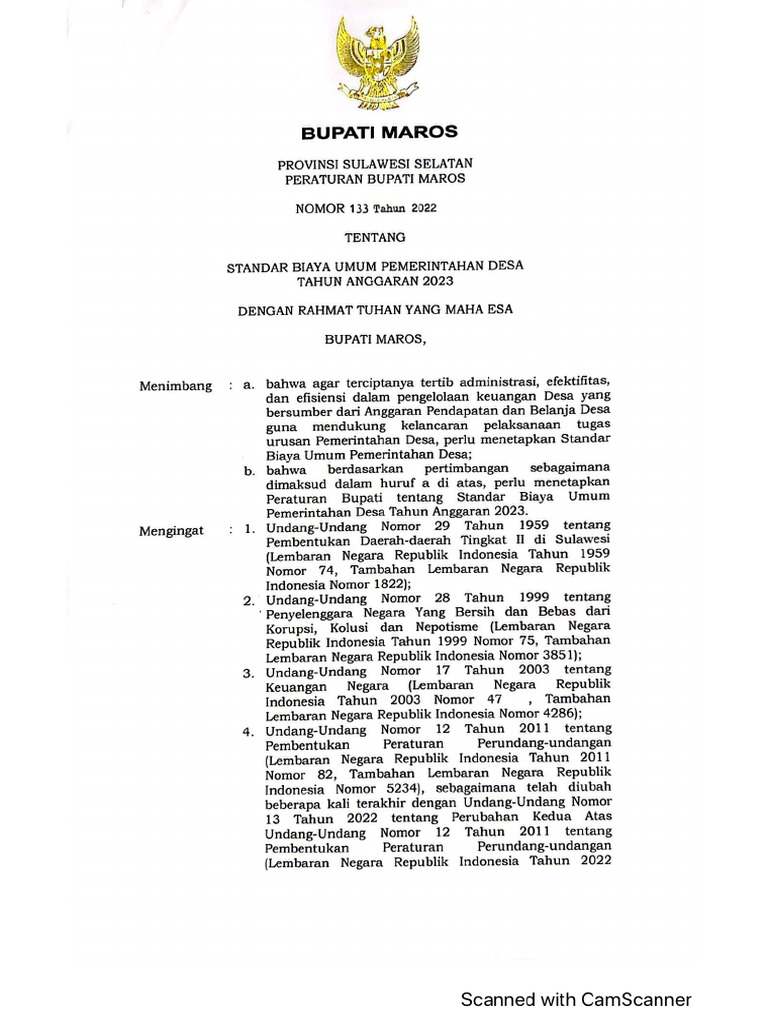 Perbup SBU Desa TA 2023 | PDF