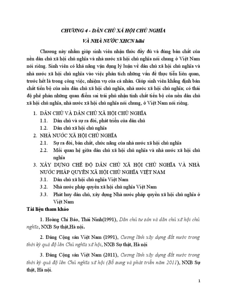 Bài giảng môn CNXH KH - Chương 4. | PDF