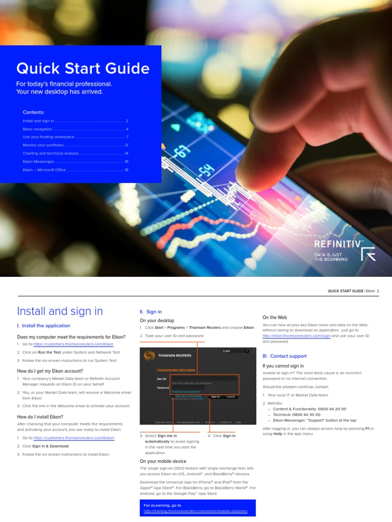 Eikon Quick Start Guide - Refinitiv Mar2021 | PDF | Ios | Window (Computing)