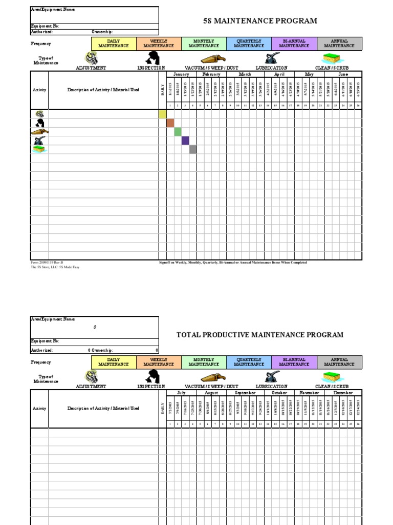 5S Maintenance Chart | PDF | Manufactured Goods