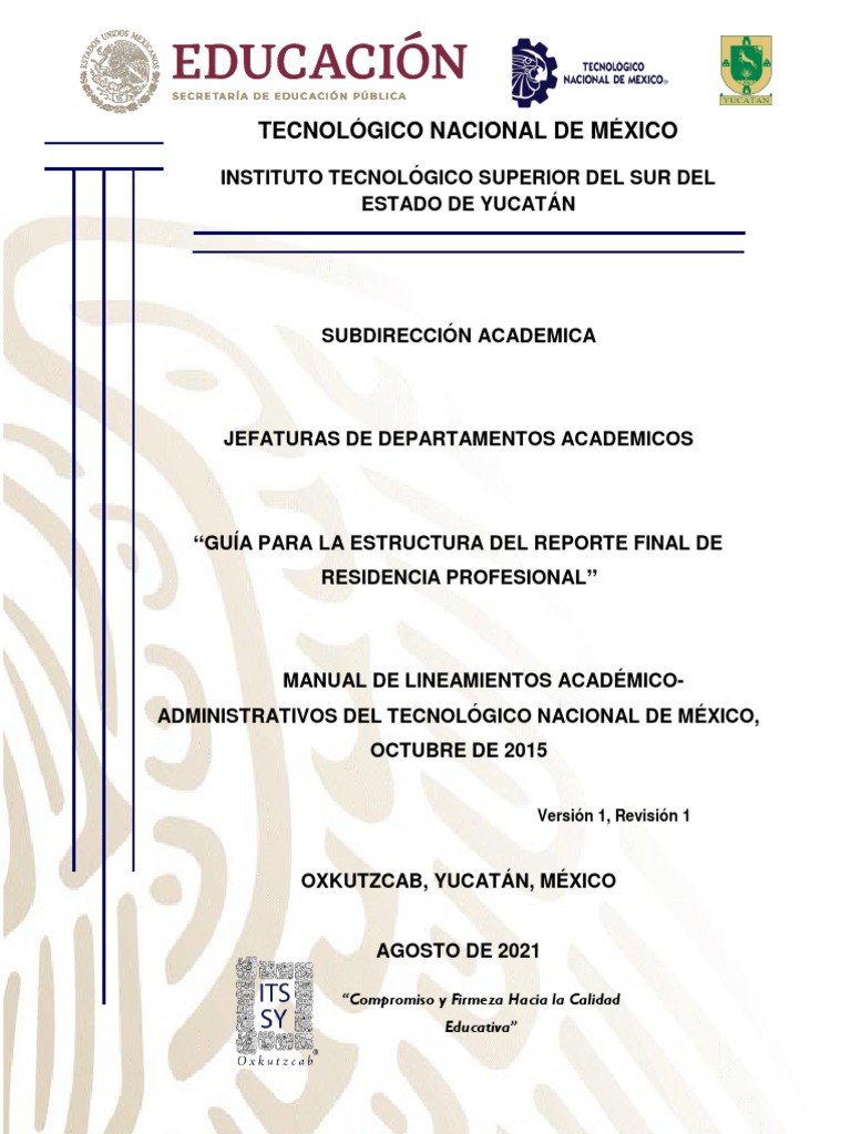 Guia Reporte Final de Residencia Profesional | PDF | Teoría | México