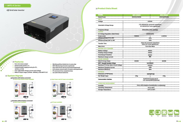 Datasheet MPS 3.5-5.5kw | PDF | Battery Charger | Solar Power