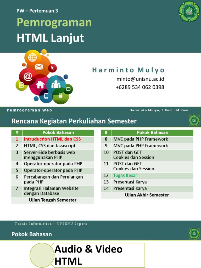 PW - Pertemuan - 2 - Pemrograman HTML Lanjut | PDF
