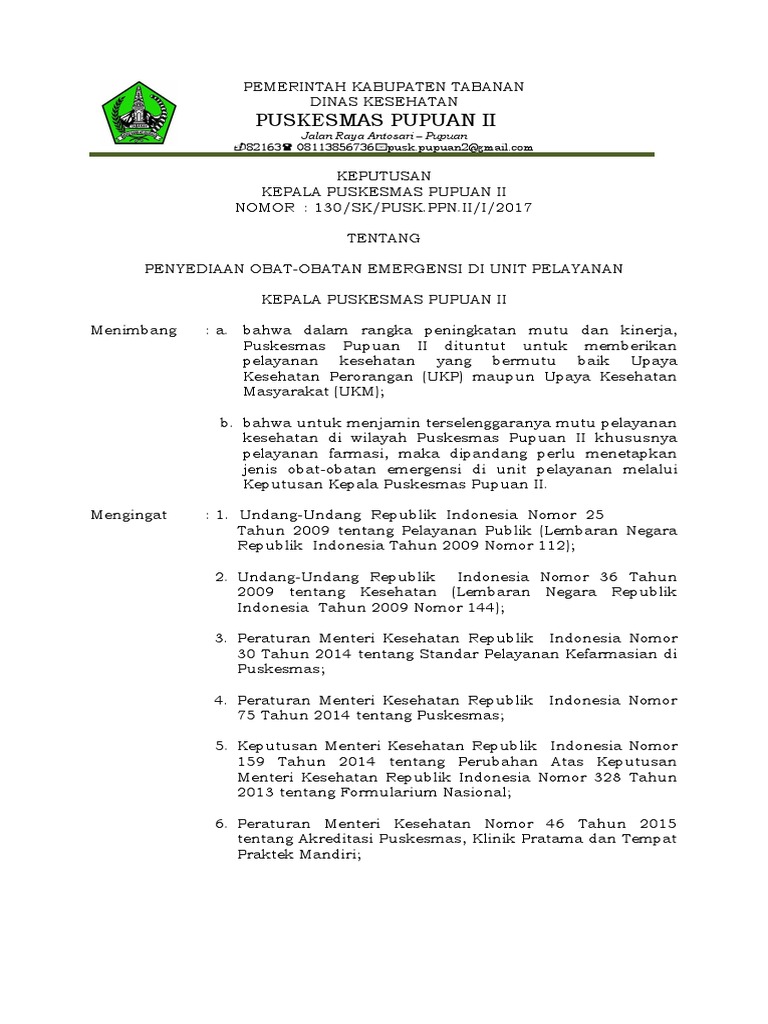 SK Penyediaan Obat Emergency | PDF