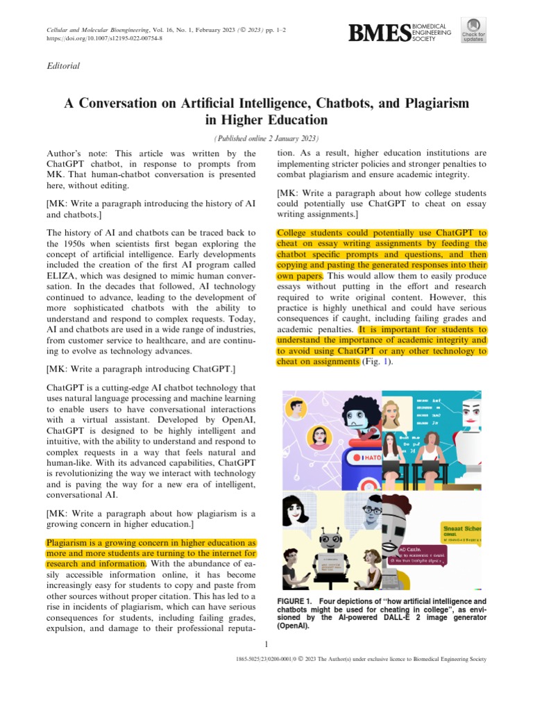 Conversation On AI, Chatbots, and Plagiarism in Higher Educ | PDF ... Conversation On AI, Chatbots, and Plagiarism in Higher Educ | PDF ...