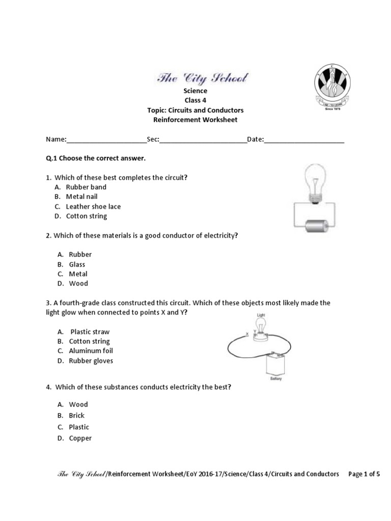 Science Class 4 Circuits and Conductors | PDF | Electrical Conductor ...