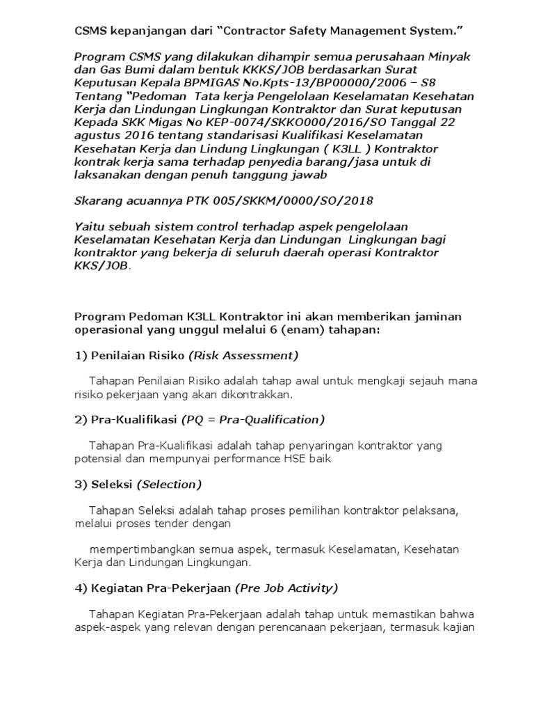 Apa Itu CSMS DLM Dunia Perminyakan | PDF