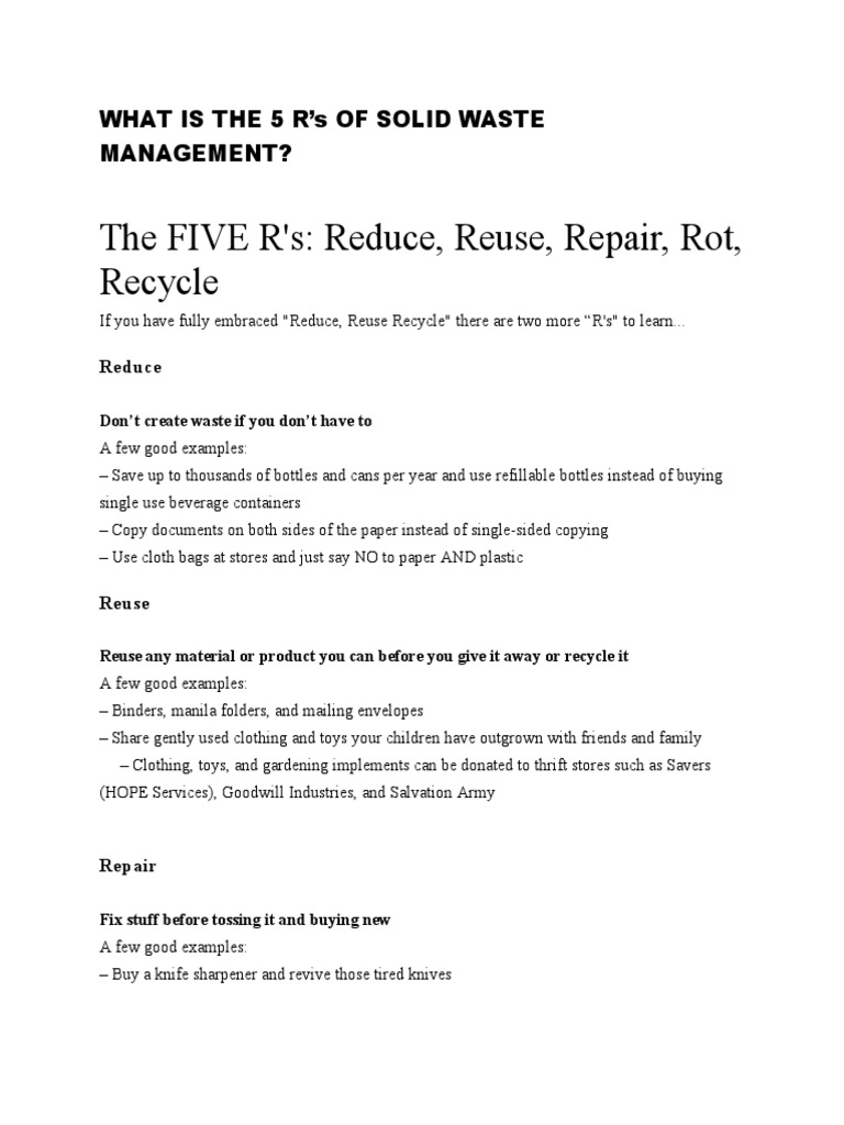 5Rs of Solid Waste Management | PDF | Lifestyle