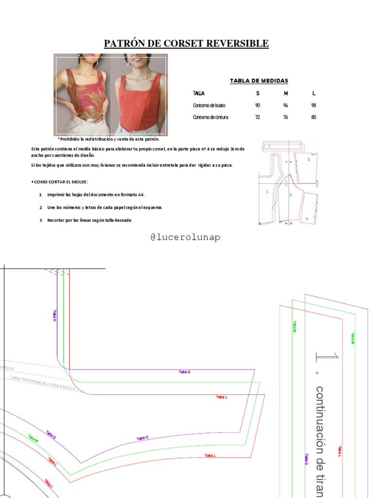 Patrón de Corset Reversible Gratis | PDF | Ropa | Softlines (venta ...