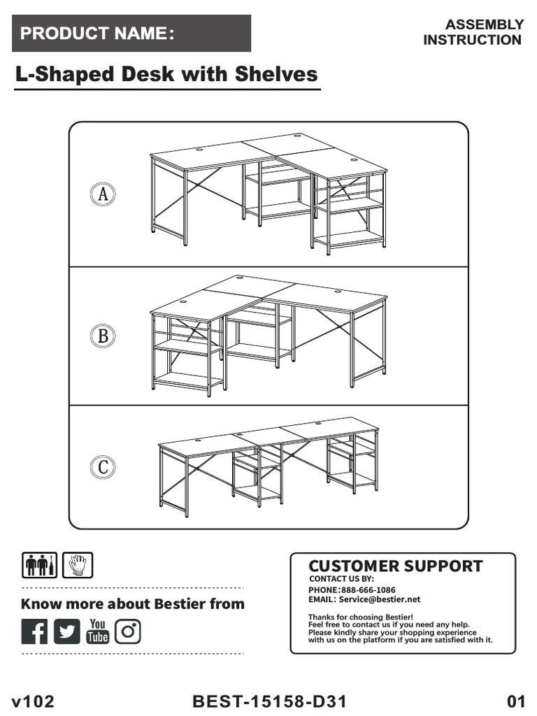95.2 Inch Two Person L Shaped Reversible Computer Desk | PDF | Computing