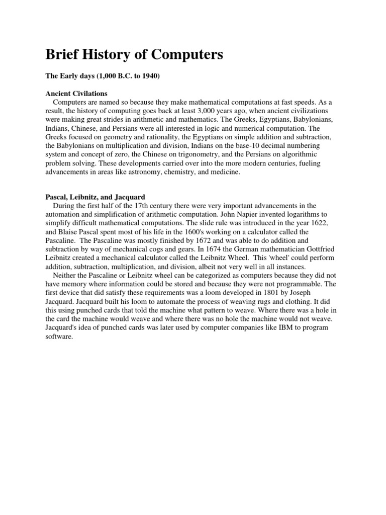 A Concise Chronicle of Computing: From Ancient Mathematics to Modern ...