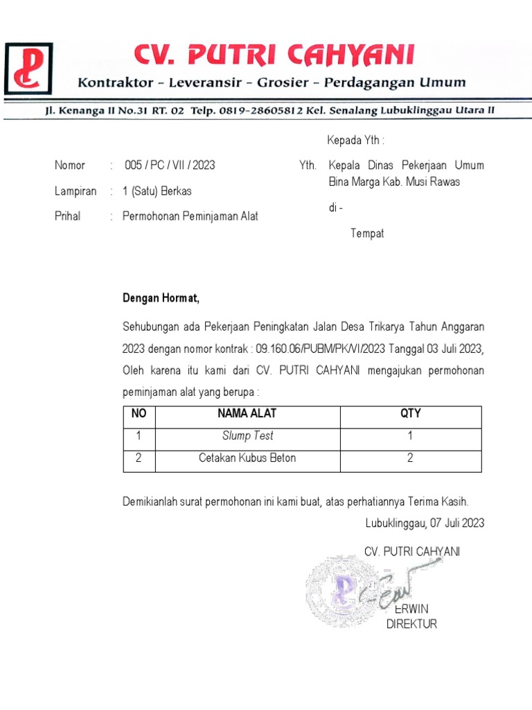 CV .PUTRI CAHYANI Edit | PDF