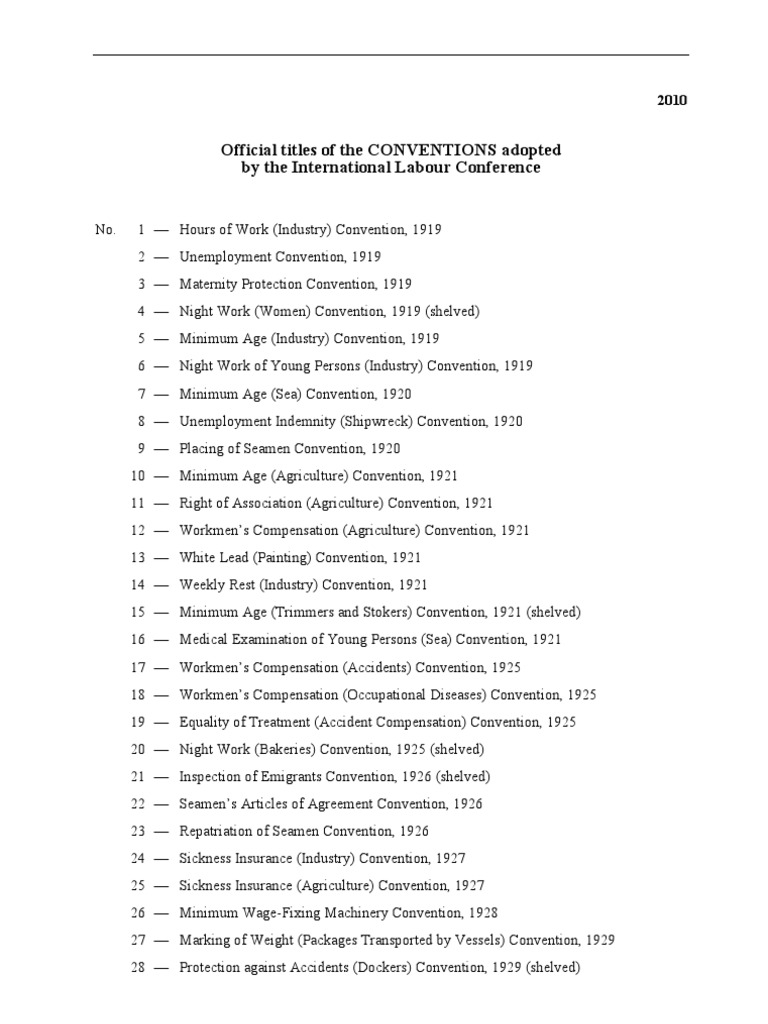 List of Conventions | PDF