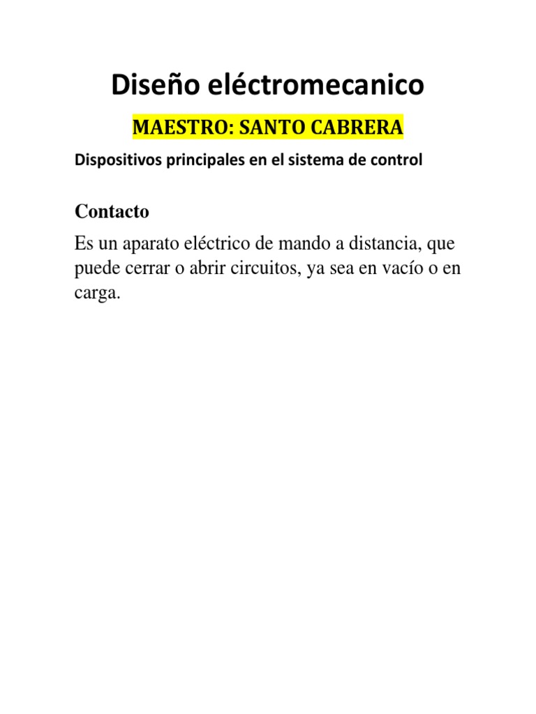 Diseño Electromecanico | PDF | Relé | Corriente eléctrica