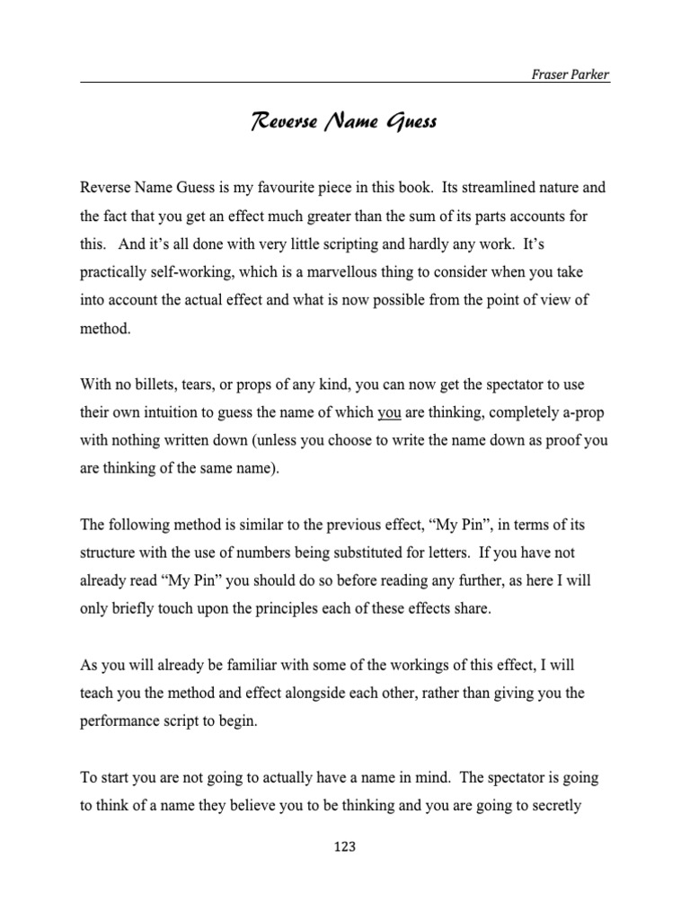 Reverse Name Guess | PDF | Thought | Question