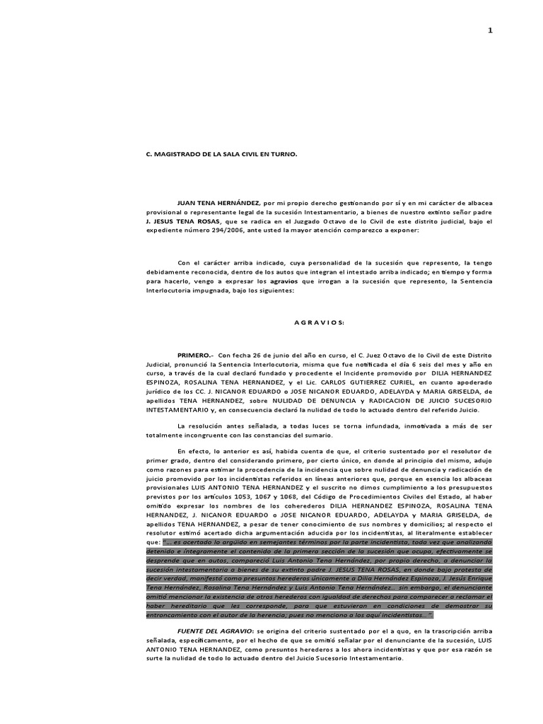 Agravios Juan Tena Hernadez 1 | PDF | Caso de ley | Justicia