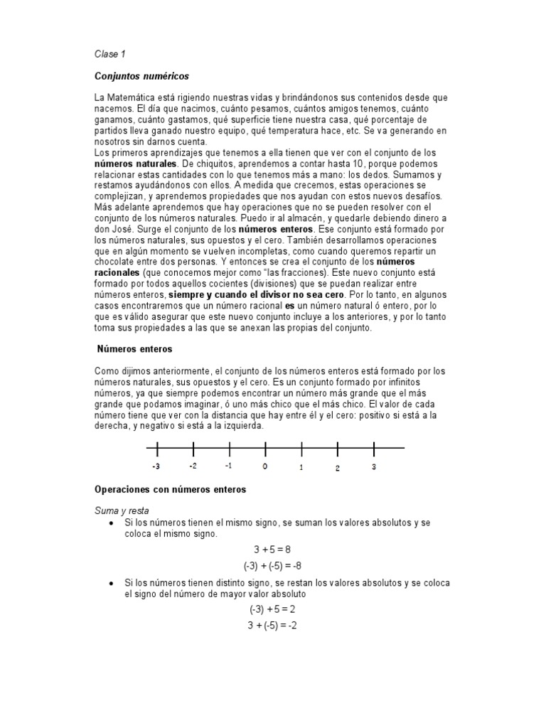 Conjuntos Numéricos y Operaciones Básicas | PDF | Exponenciación ...